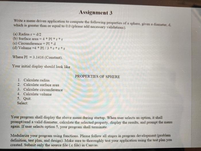 Solved Assignment 3 Write A Menu Driven Application To