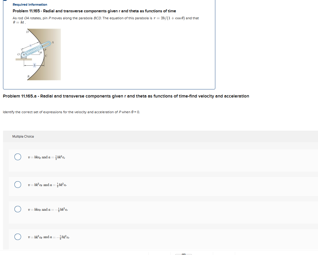 Solved Required InformationProblem 11.165 - ﻿Radial and | Chegg.com