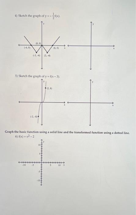 Solved 4) Sketch the graph of y=−21f(x). 5) Sketch the graph | Chegg.com Solved 4) Sketch the graph of y=−21f(x). 5) Sketch the graph | Chegg.com