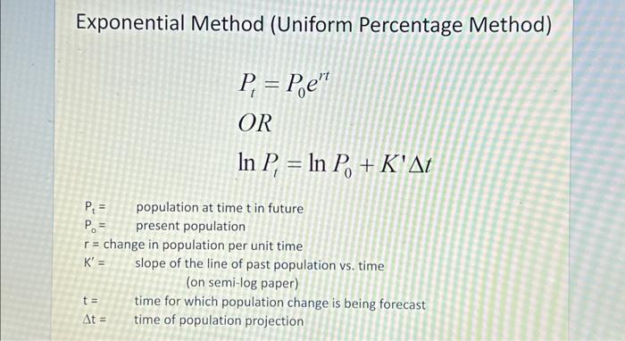 Solved Exponential Method (Uniform Percentage Method) | Chegg.com
