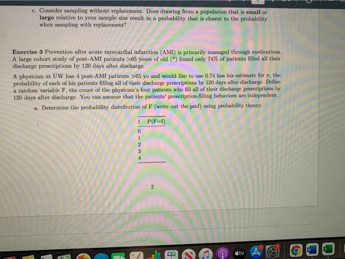 Solved c. Consider sampling without replacement. Does | Chegg.com