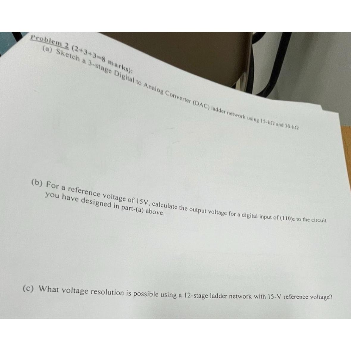 Solved (b) ﻿For a reference voltage of 15V, ﻿calculate the | Chegg.com