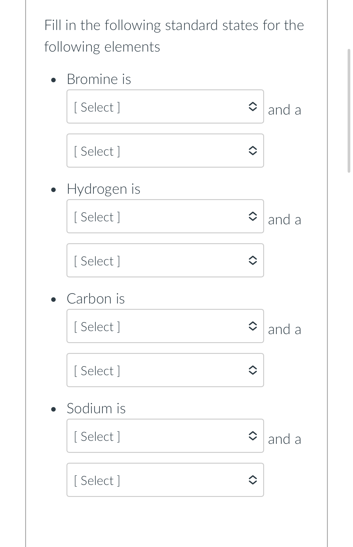 Solved Fill in the following standard states for the | Chegg.com