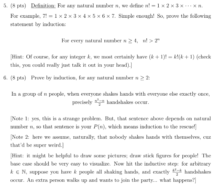 Solved 5. (8 ﻿pts) ﻿Definition: For any natural number n, | Chegg.com