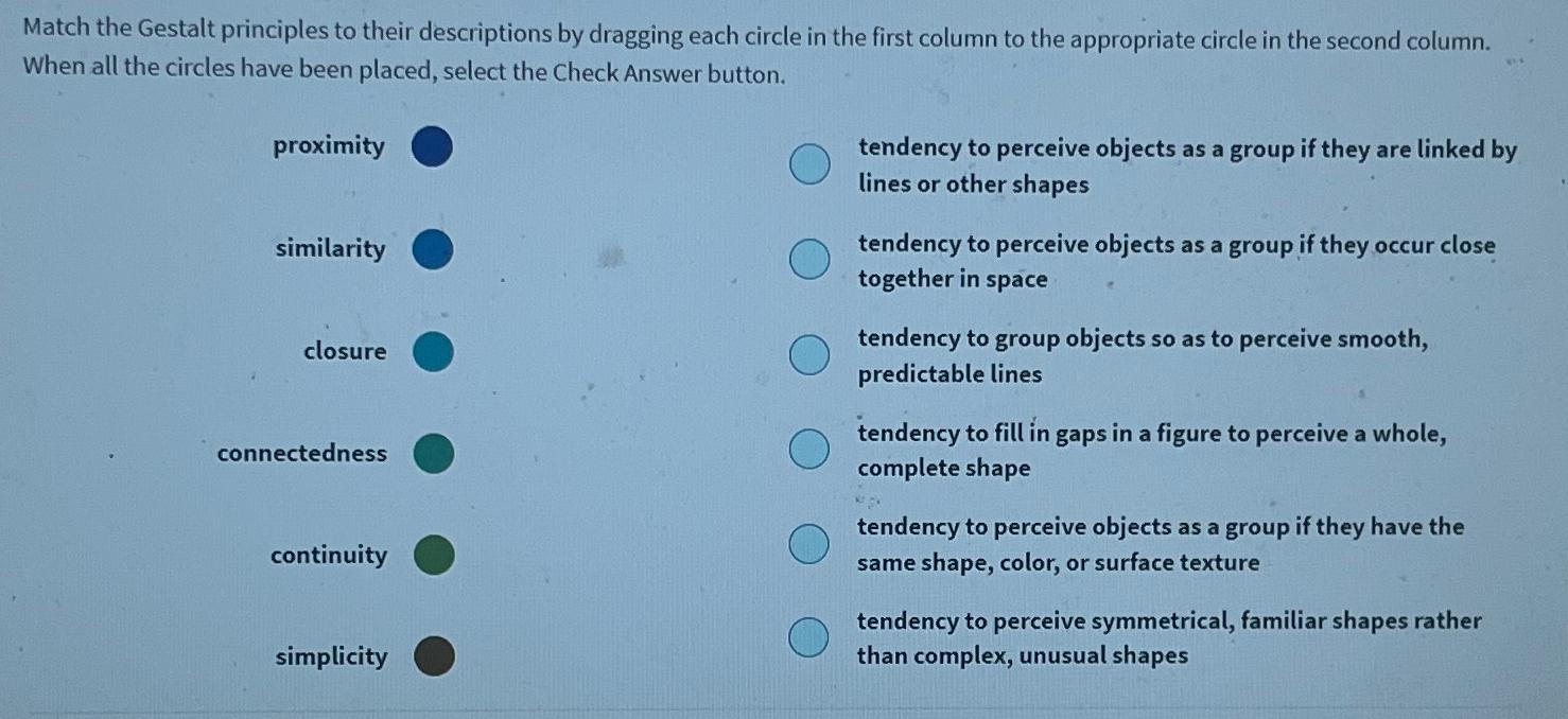 Solved Match the Gestalt principles to their descriptions by | Chegg.com