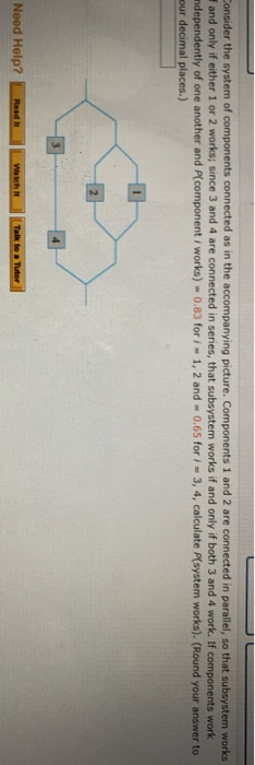 Solved Consider the system of components connected as in the | Chegg.com