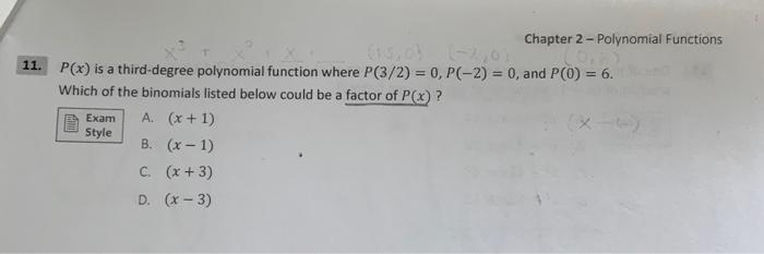 Solved 1. P(x) is a third-degree polynomial function where | Chegg.com