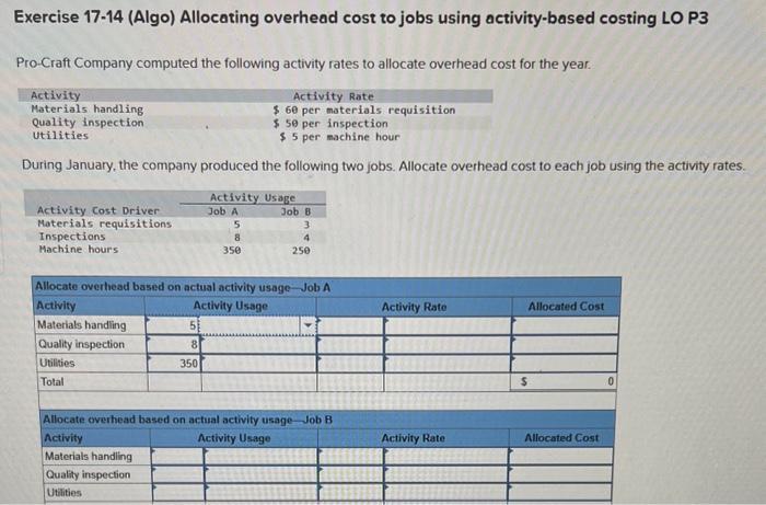 Solved Exercise 17−14 (Algo) Allocating overhead cost to | Chegg.com
