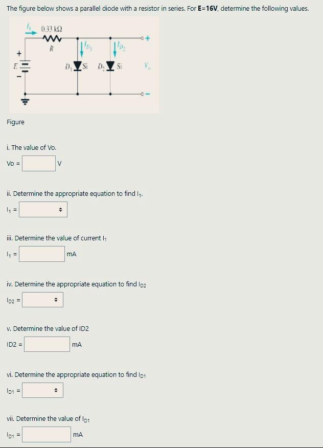 Solved The figure below shows a parallel diode with a | Chegg.com