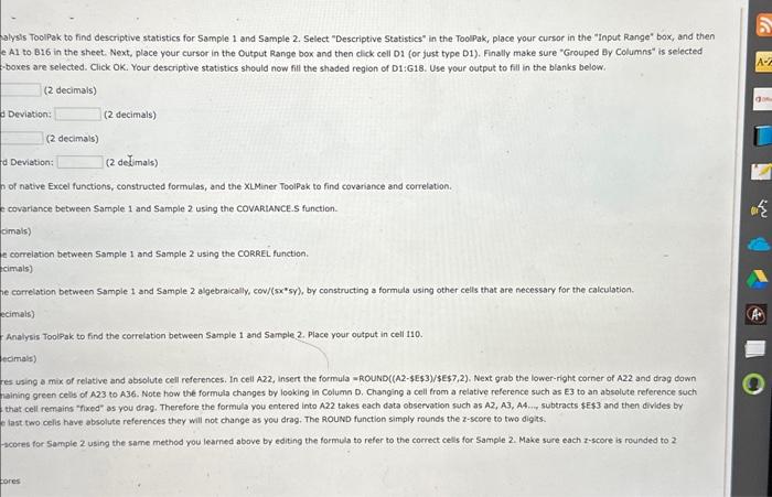Solved Round all answers in the sheet to 2 decimal places | Chegg.com