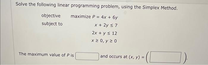 Solved Solve the following linear programming problem, using | Chegg.com