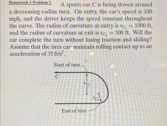 Solved Homework 1 Problem 2 A sports car C is being driven | Chegg.com