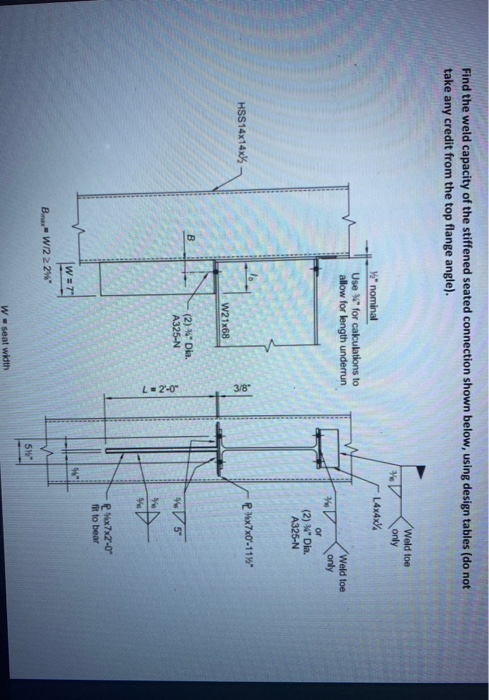 Find the weld capacity of the stiffened seated | Chegg.com