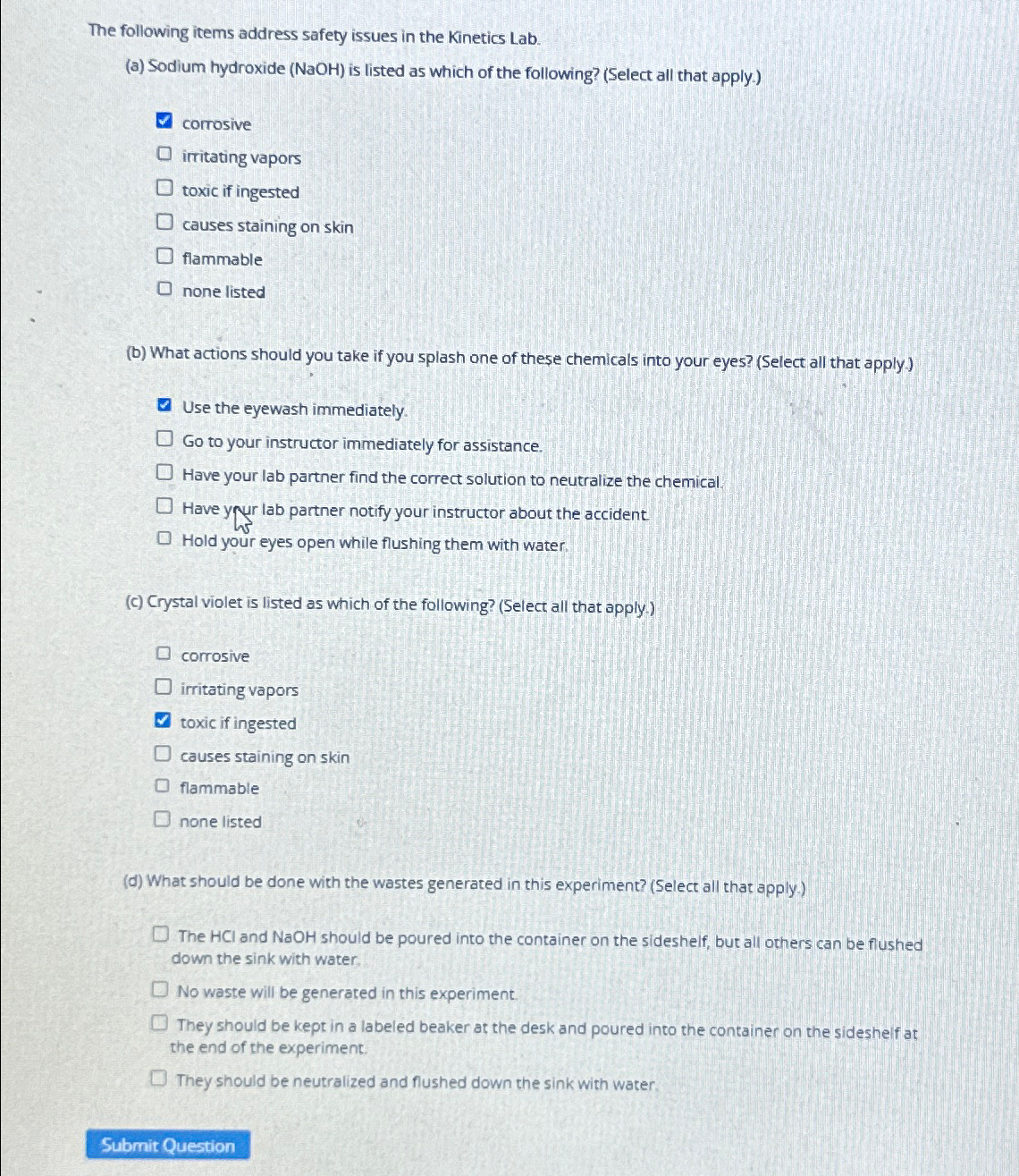 Solved The following items address safety issues in the | Chegg.com