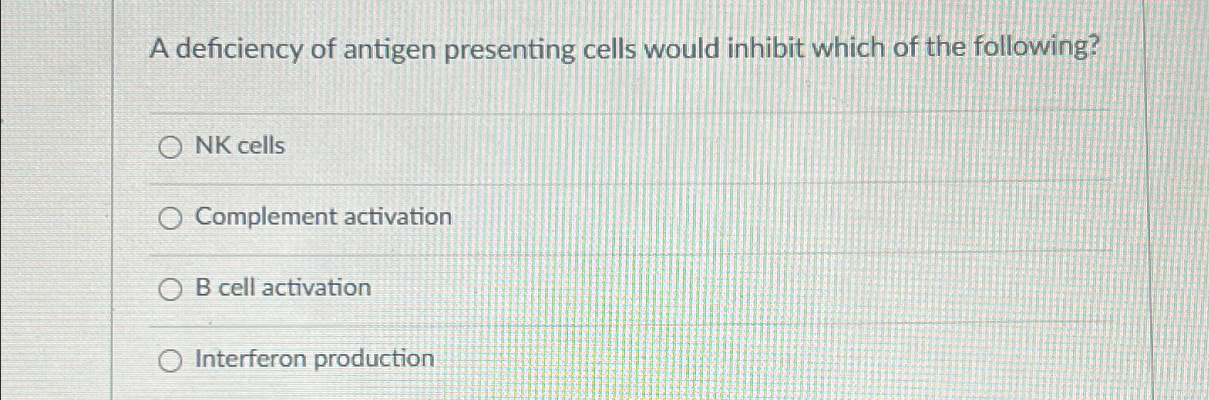Solved A deficiency of antigen presenting cells would | Chegg.com