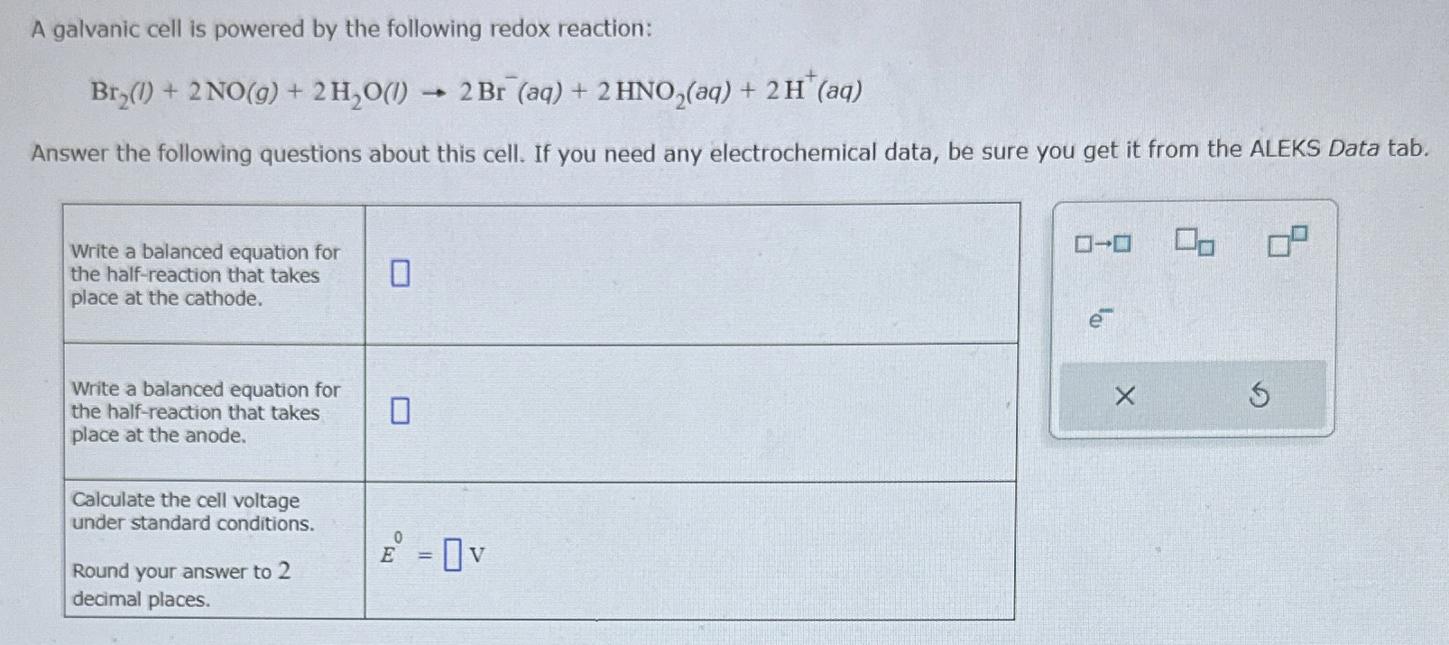 Solved A galvanic cell is powered by the following redox | Chegg.com