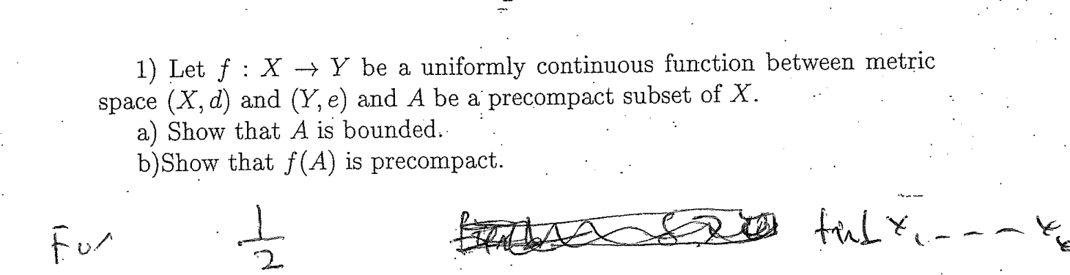 Solved Let f:x→Y ﻿be a uniformly continuous function between | Chegg.com