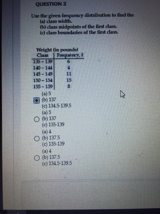 Solved QUESTION 2 Use the given frequency distribution to | Chegg.com