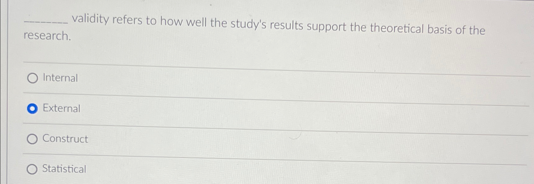 Solved validity refers to how well the study's results | Chegg.com