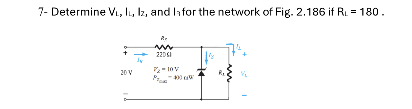 Solved 7- ﻿Determine VL,IL,IZ, ﻿and IR ﻿for the network of | Chegg.com