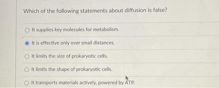 Solved Which of the following statements about diffusion is | Chegg.com