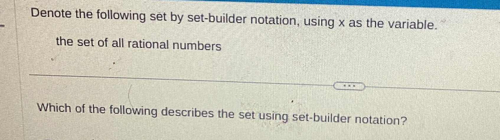 Solved Denote the following set by set-builder notation, | Chegg.com Solved Denote the following set by set-builder notation, | Chegg.com