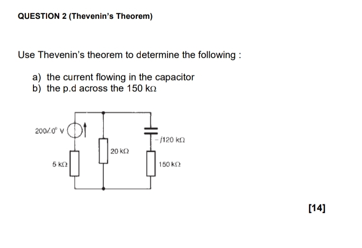 QUESTION 2 (Thevenin's Theorem)Use Thevenin's theorem | Chegg.com