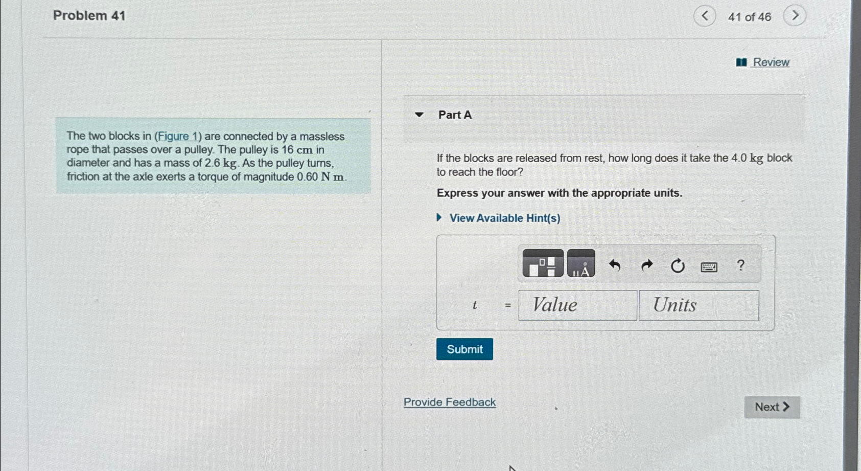 Solved Problem 4141 ﻿of 46ReviewThe two blocks in (Figure 1) | Chegg.com