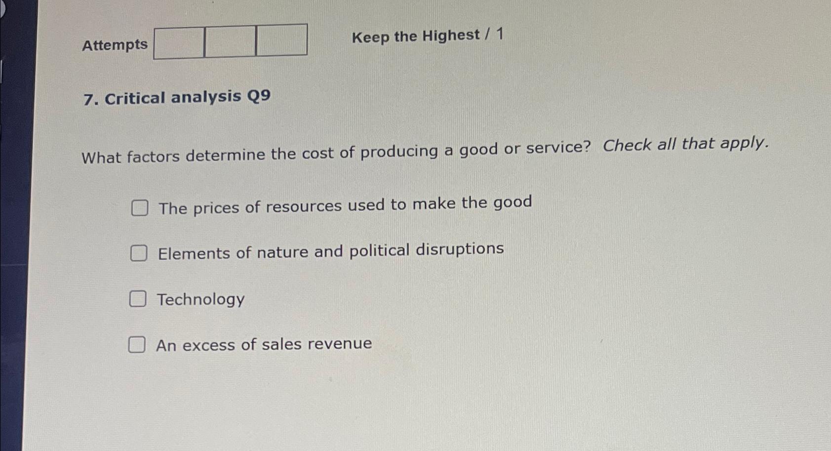 Solved Attempts Keep the Highest / 17. ﻿Critical analysis | Chegg.com