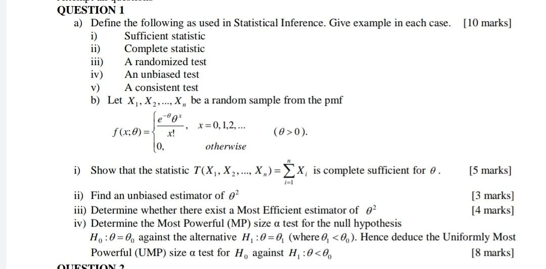Solved a) Define the following as used in Statistical | Chegg.com