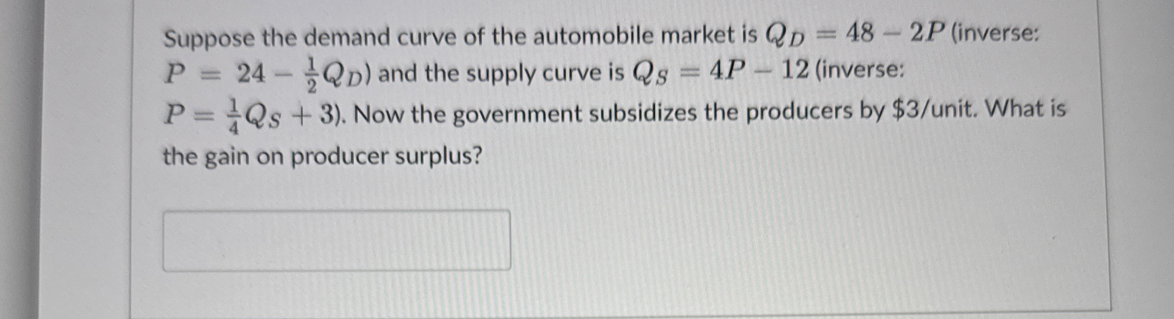 Solved Suppose the demand curve of the automobile market is | Chegg.com