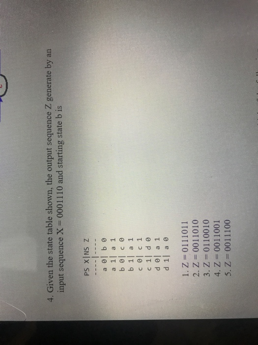 (Solved) : 4 Given State Table Shown Output Sequence Z Generate Input ... (Solved) : 4 Given State Table Shown Output Sequence Z Generate Input ...