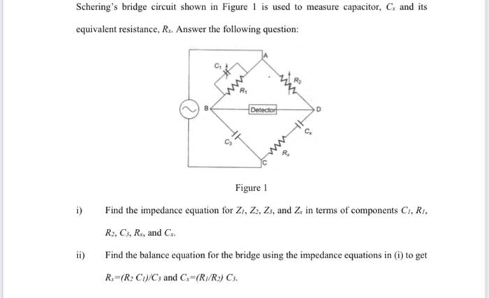 Solved Schering's bridge circuit shown in Figure 1 is used | Chegg.com