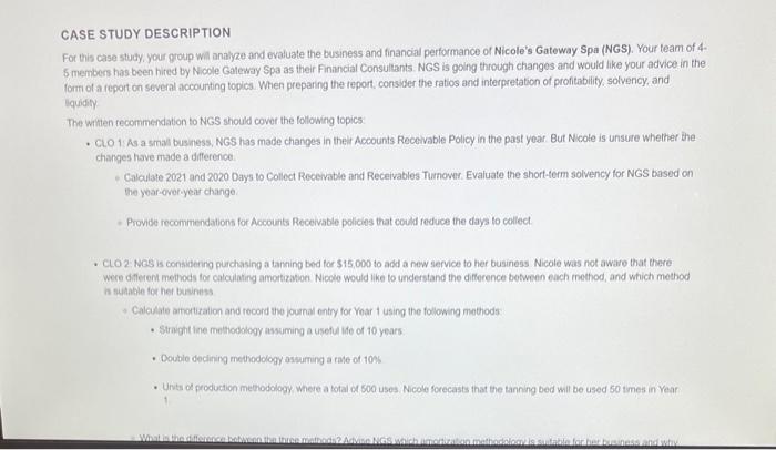 Solved CASE STUDY DESCRIPTION For this case study, your | Chegg.com