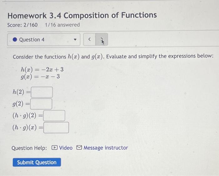 Solved Homework 3.4 Composition of Functions Score: | Chegg.com
