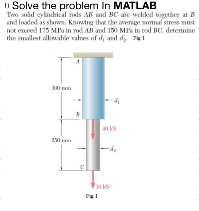 Solved 1) Solve the problem In MATLAB Two solid cylindrical | Chegg.com