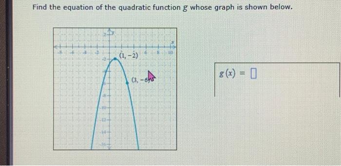 Solved Find the equation of the quadratic function g whose | Chegg.com