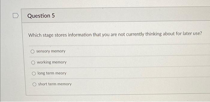 Solved Which stage has the smallest capacity? short term | Chegg.com