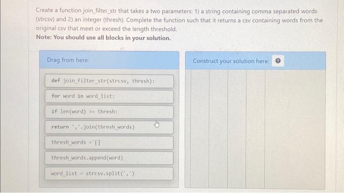 Solved Create a function join_filter_str that takes a two | Chegg.com