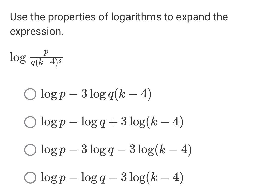 Solved Use the properties of logarithms to expand the | Chegg.com