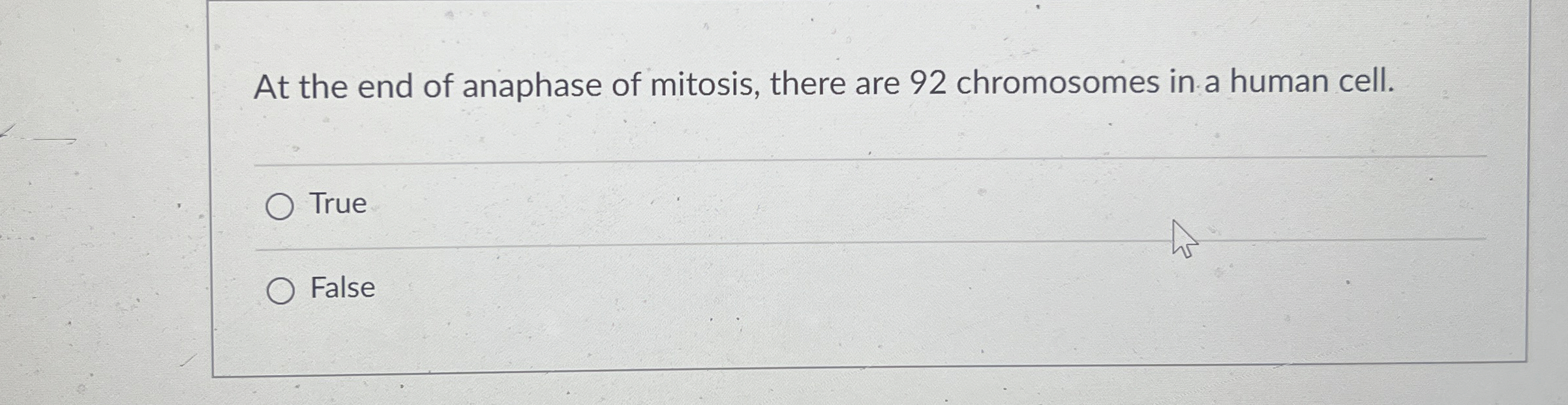 Solved At the end of anaphase of mitosis, there are 92 | Chegg.com