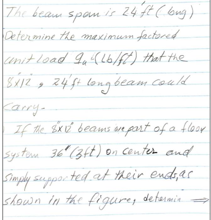 Solved Determine: + The distributed load Wu (16/672 on the | Chegg.com