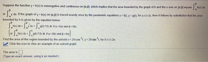 Solved or Suppose the function y=h(x) is nonnegative and | Chegg.com