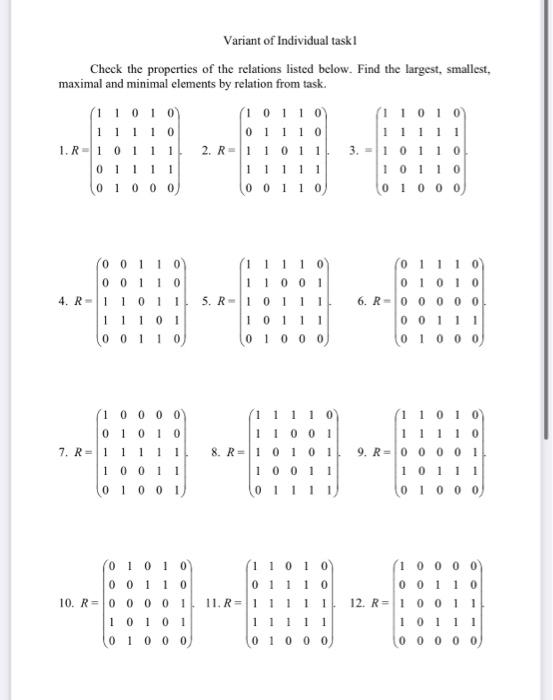 Solved For given relation: 1. Describe this relation using a | Chegg.com