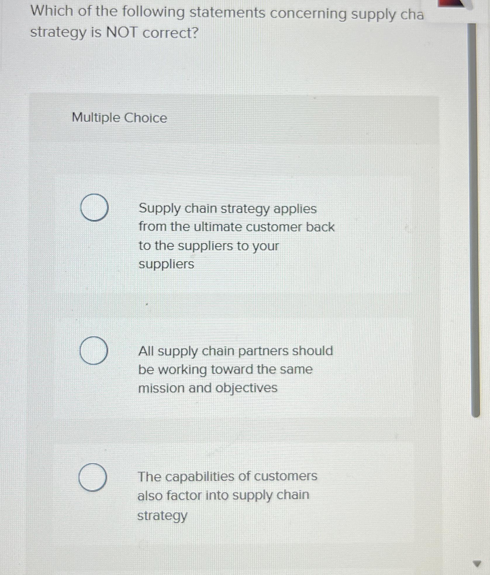 Solved Which of the following statements concerning supply | Chegg.com
