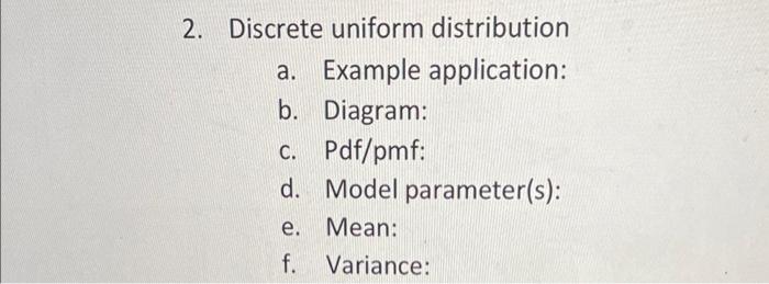 Solved 2. Discrete uniform distribution a. Example | Chegg.com