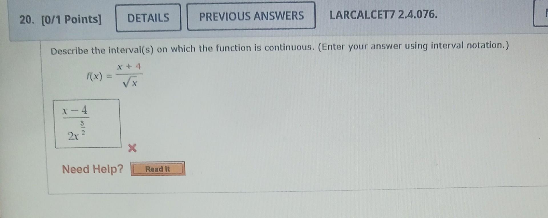 Solved Describe the interval(s) on which the function is | Chegg.com
