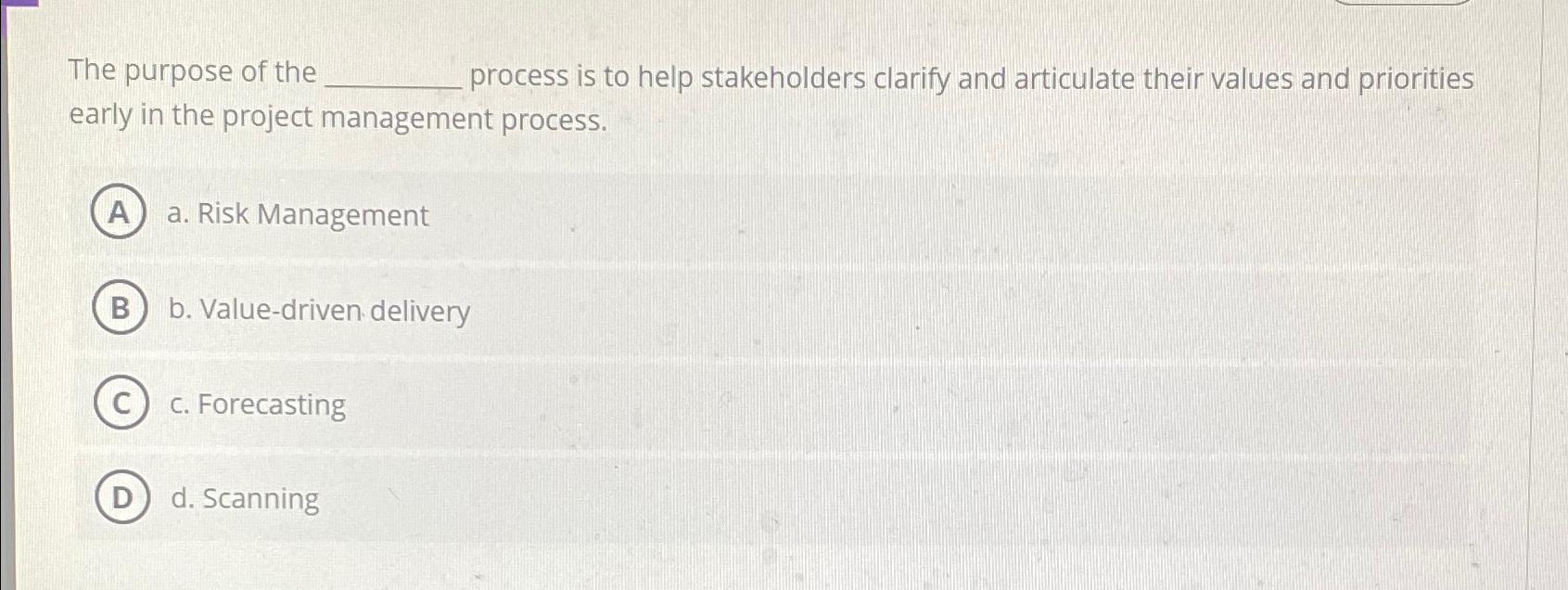 Solved The purpose of the process is to help stakeholders | Chegg.com