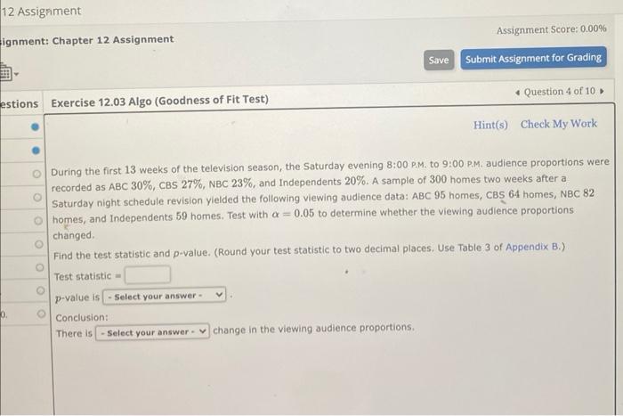Solved ignment: Chapter 12 Assignment Exercise 12.03 Algo | Chegg.com Solved ignment: Chapter 12 Assignment Exercise 12.03 Algo | Chegg.com
