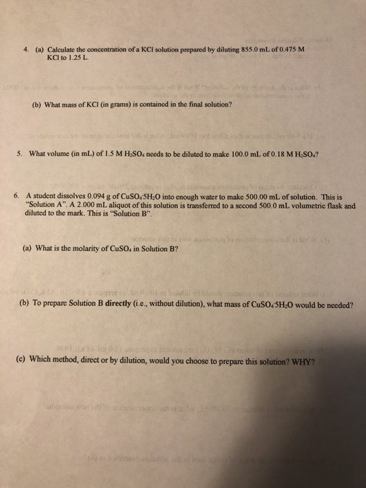 Solved 4. (a) Calculate the concentration of a KCl solution | Chegg.com Solved 4. (a) Calculate the concentration of a KCl solution | Chegg.com